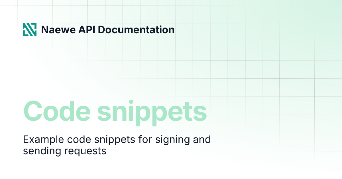 Code snippets | Naewe API Documentation
